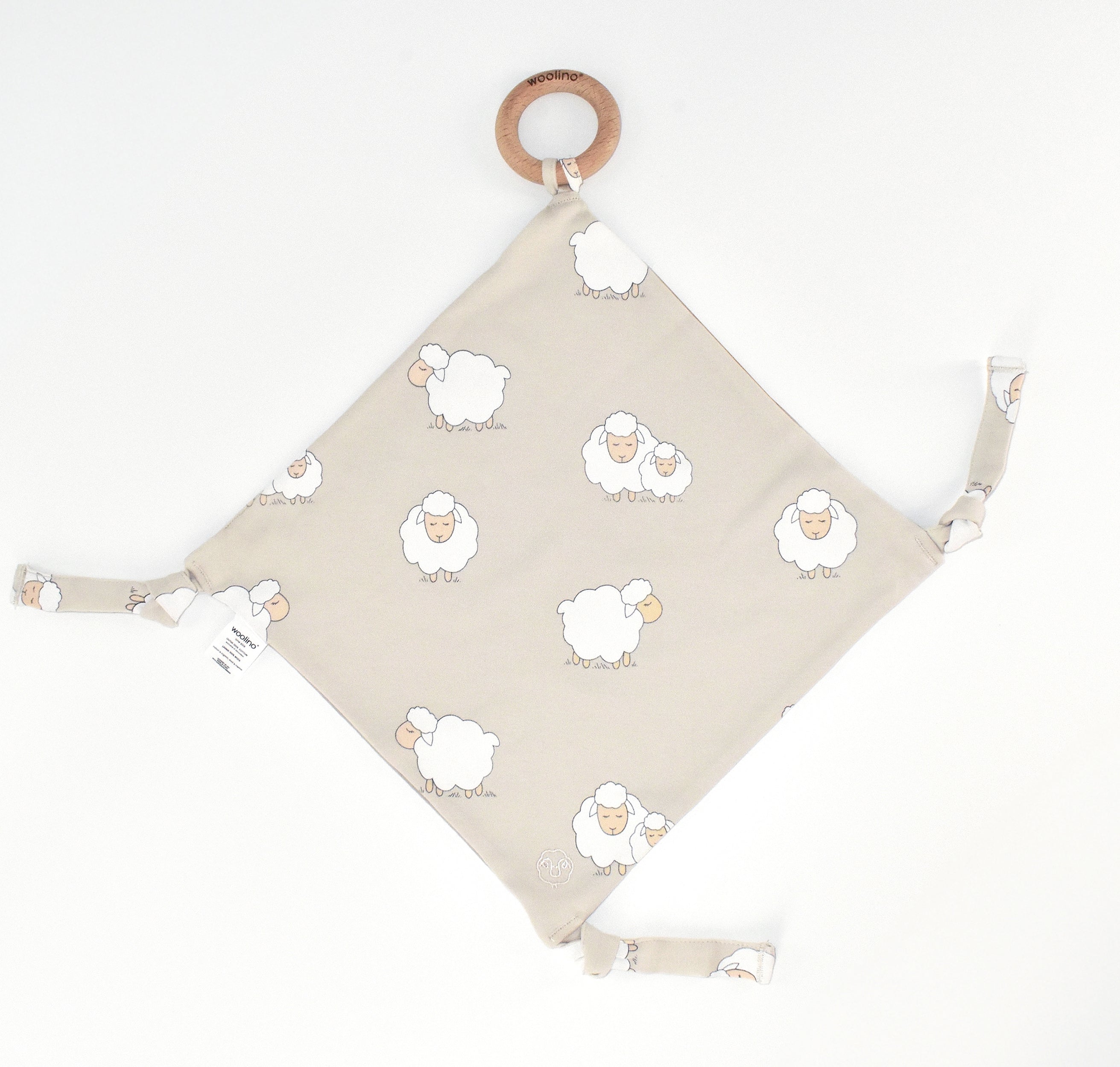 Woolino - Merino Wool, Organic Cotton Lovey w/ Removable Teething Ring