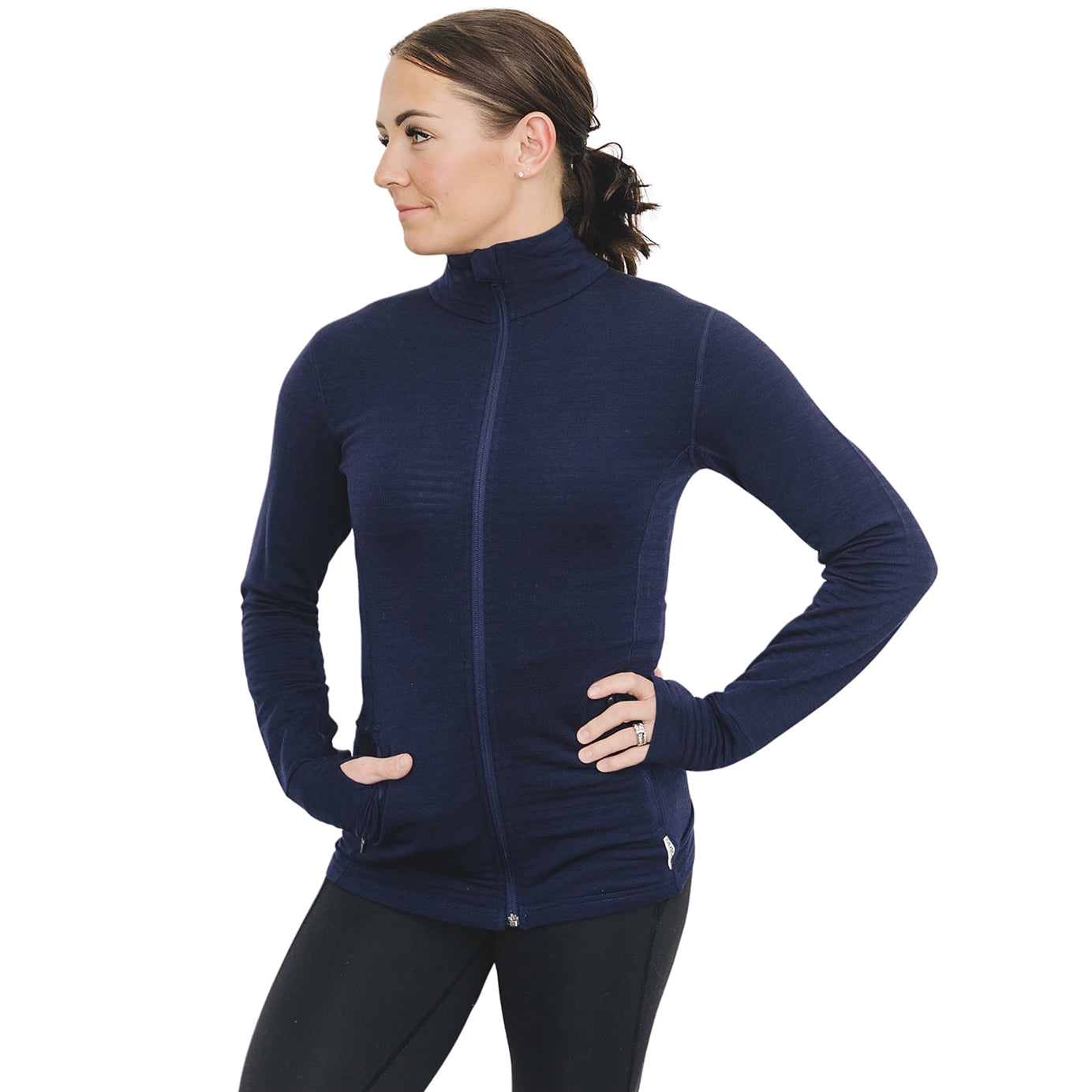 Women's Merino Natural Fleece Full-Zip Jacket, Cosmic Blue – Woolino